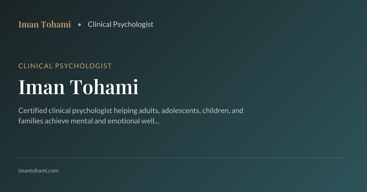 Iman Tohami • Clinical Psychologist